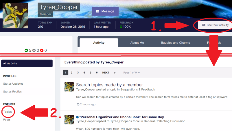 Search topics made by a member - Suggestions & Feedback - Video Game Sage