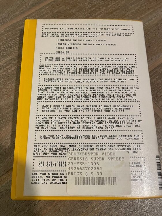 Anyone have a Blockbuster Rental case for Sega Genesis games? Mind ...