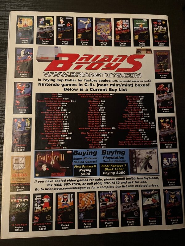 Brian’s Toys Buying Sheet from 2007 with Prices - Sealed & Graded ...